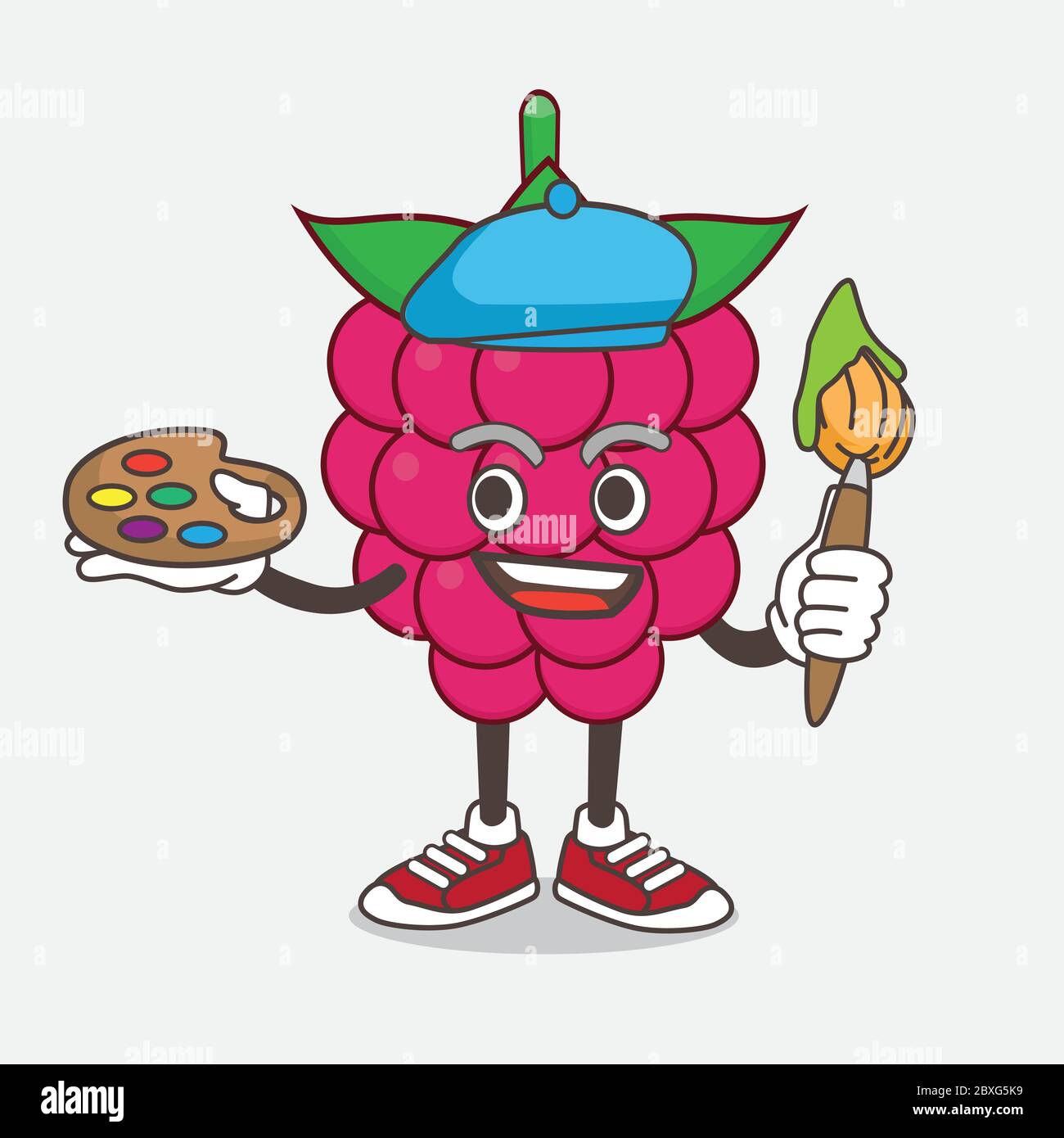 An illustration of Raspberry Fruit cartoon mascot character painter ...