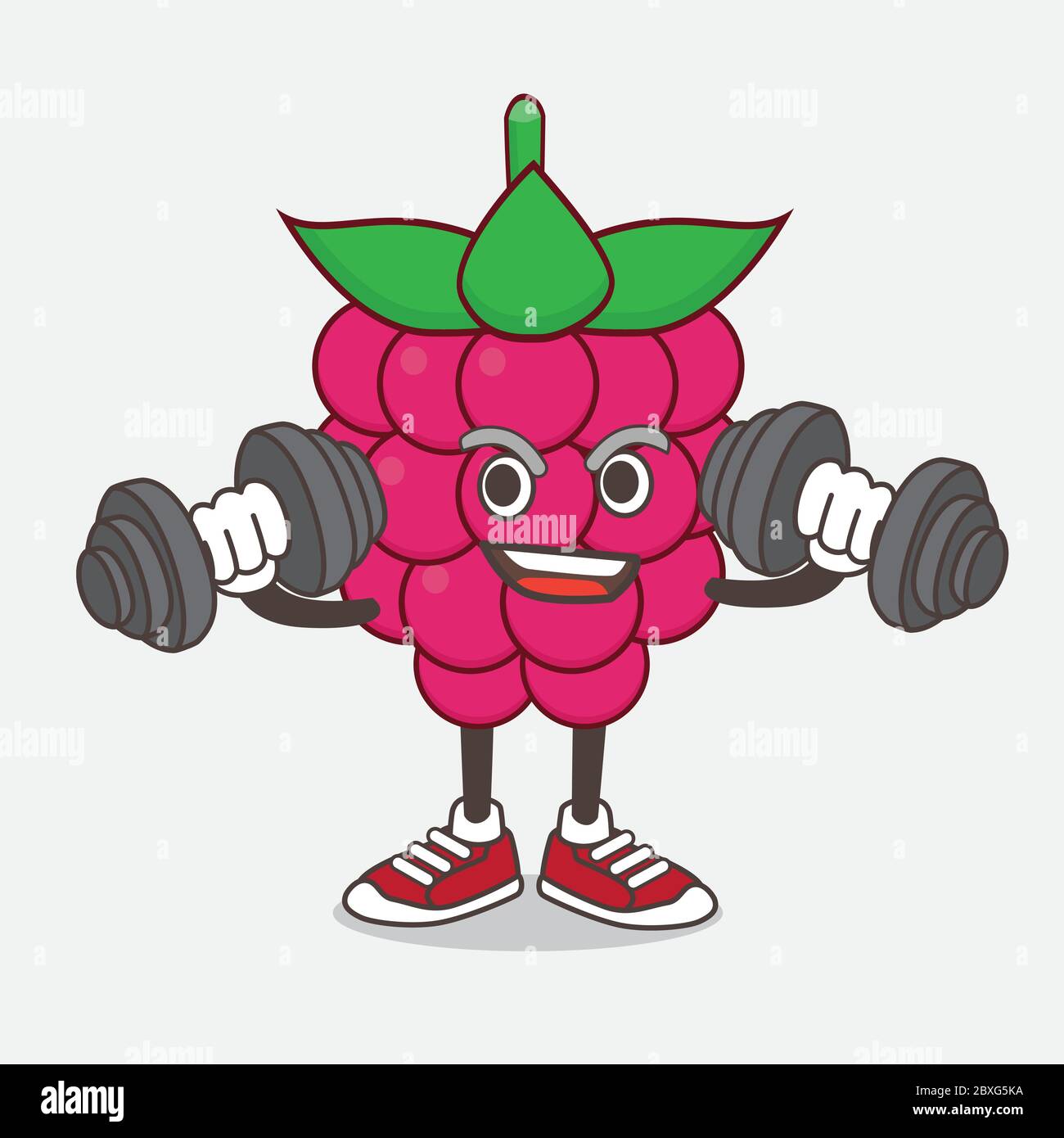 An illustration of Raspberry Fruit cartoon mascot character on fitness ...