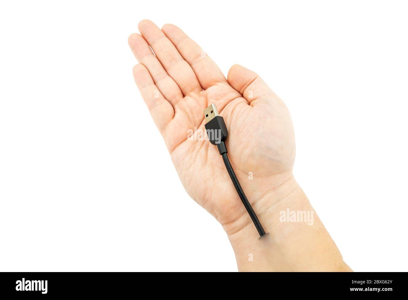 Augmented human hand with the cable sticking out for transferring data ...