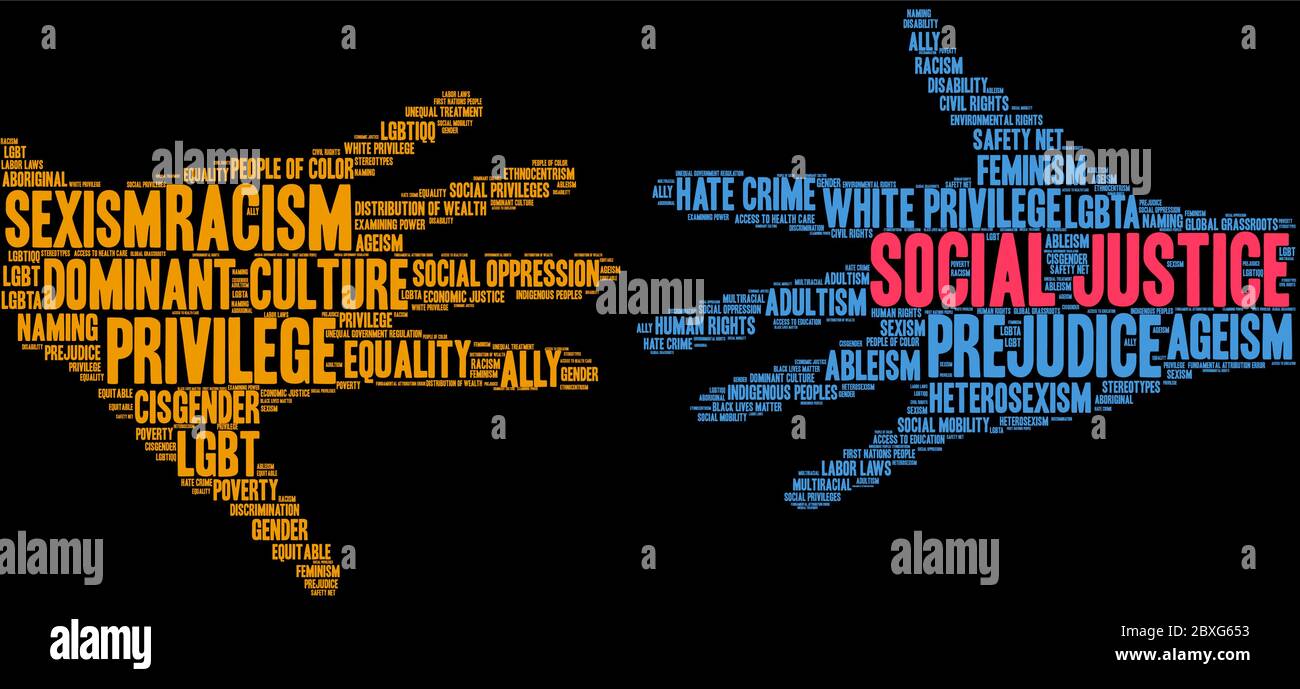 Social Justice word cloud on a black background Stock Vector Image ...
