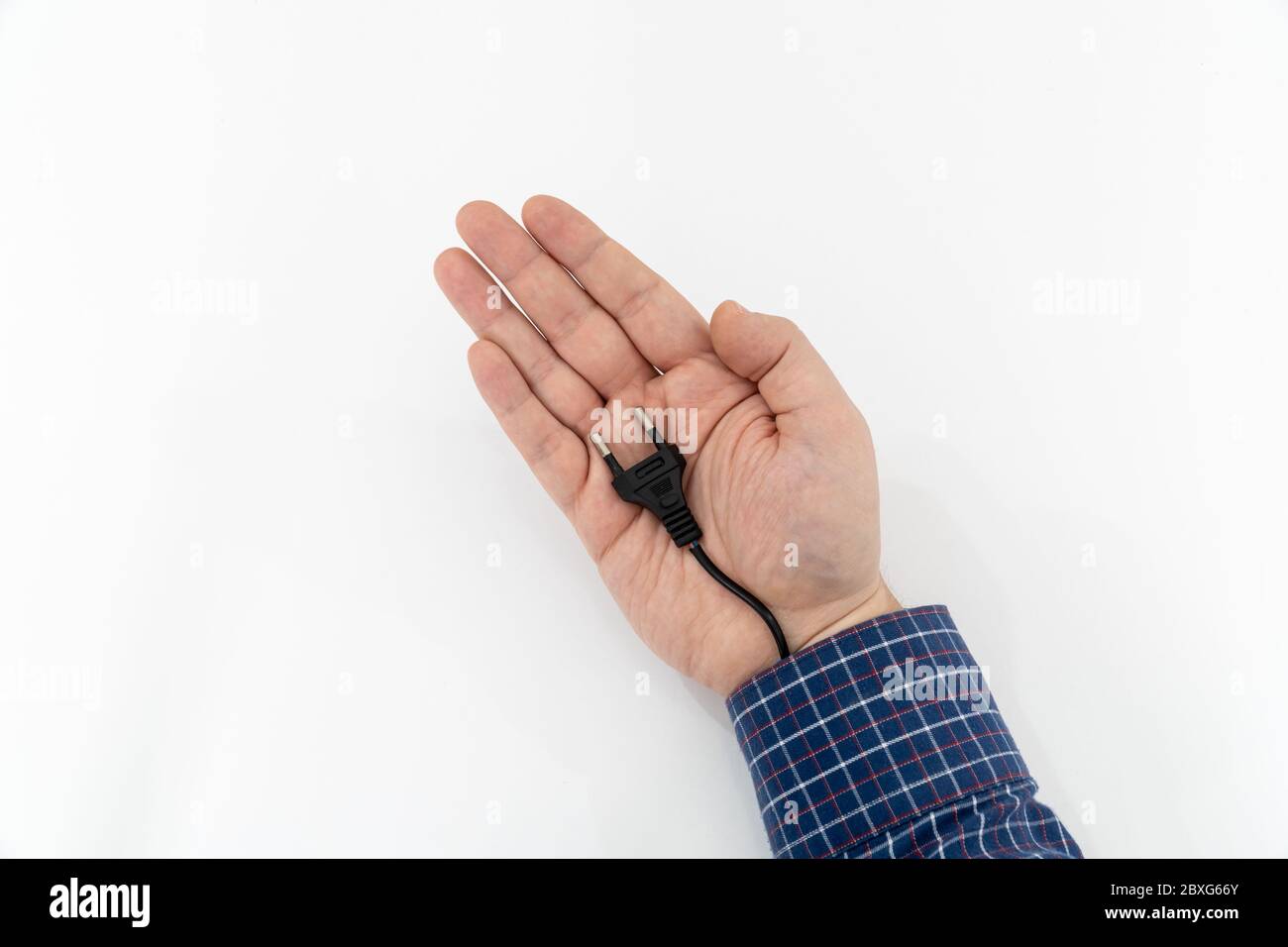 Augmented human hand with the cable sticking out for transferring data ...