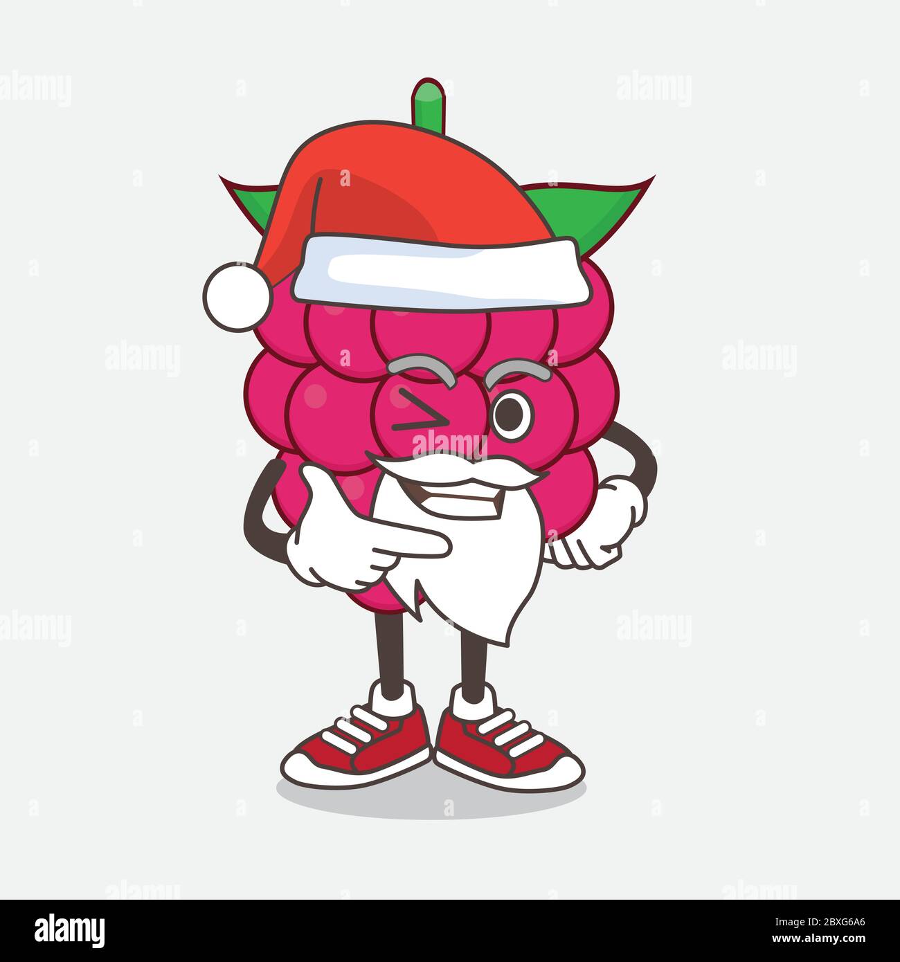 An illustration of Raspberry Fruit cartoon santa mascot character with ...