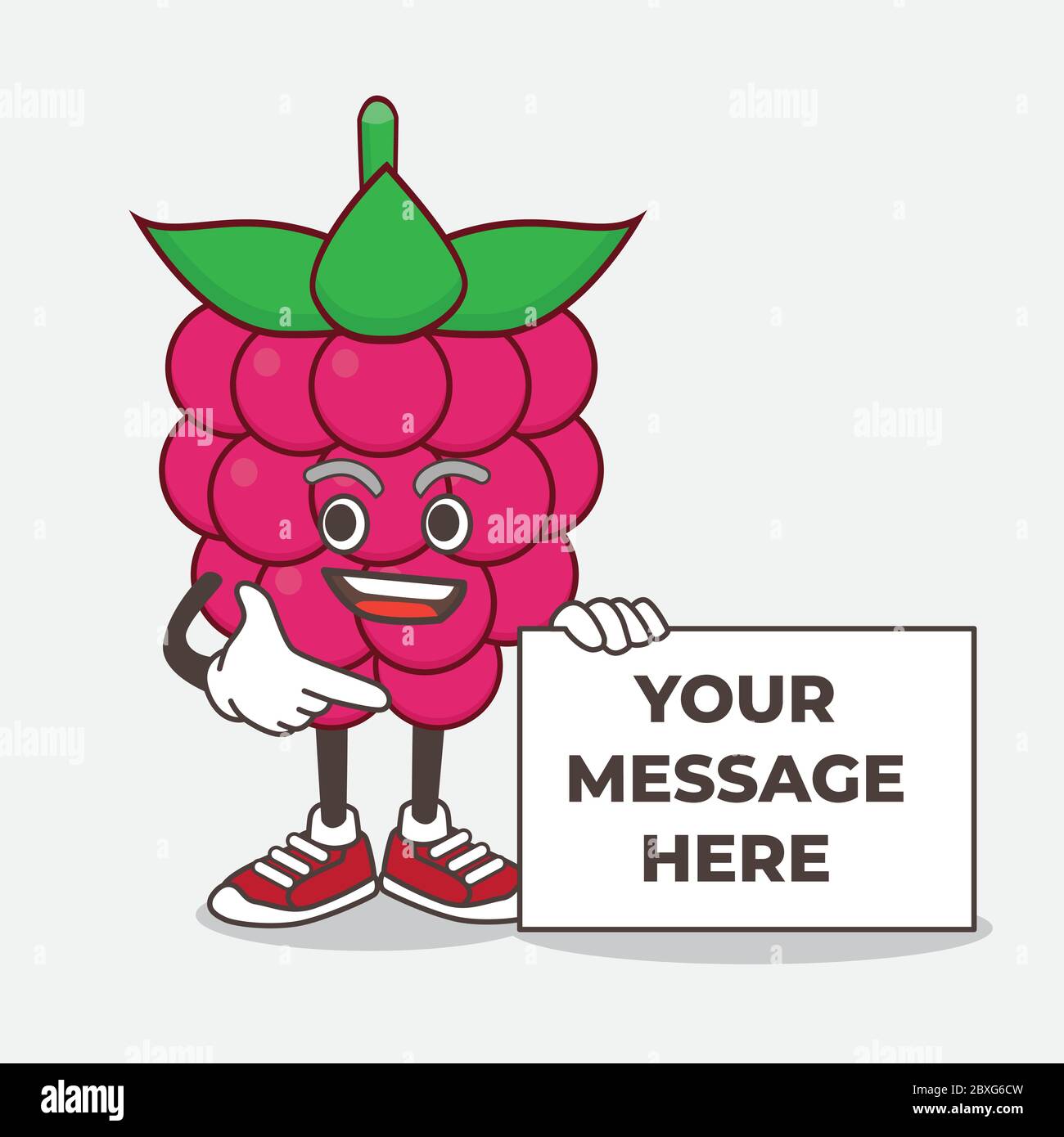 An illustration of Raspberry Fruit cartoon mascot character holding a ...