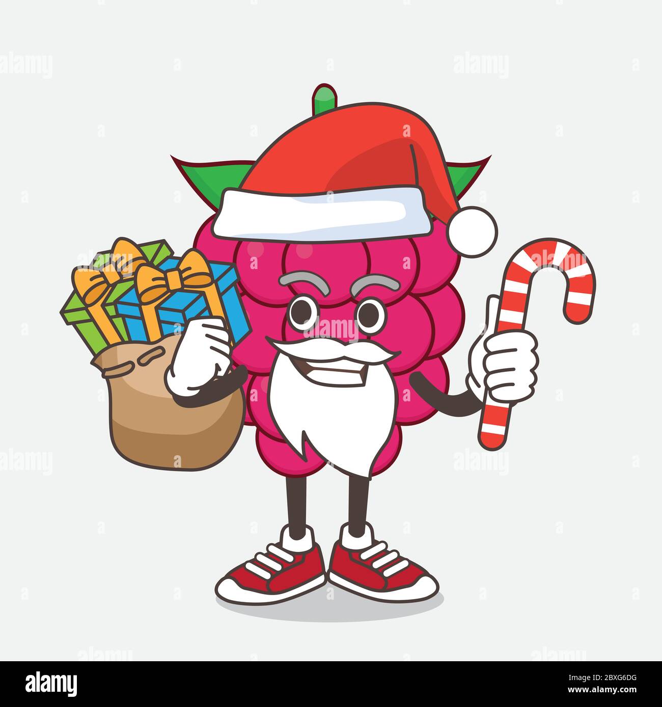 An illustration of Raspberry Fruit cartoon mascot character in Santa ...