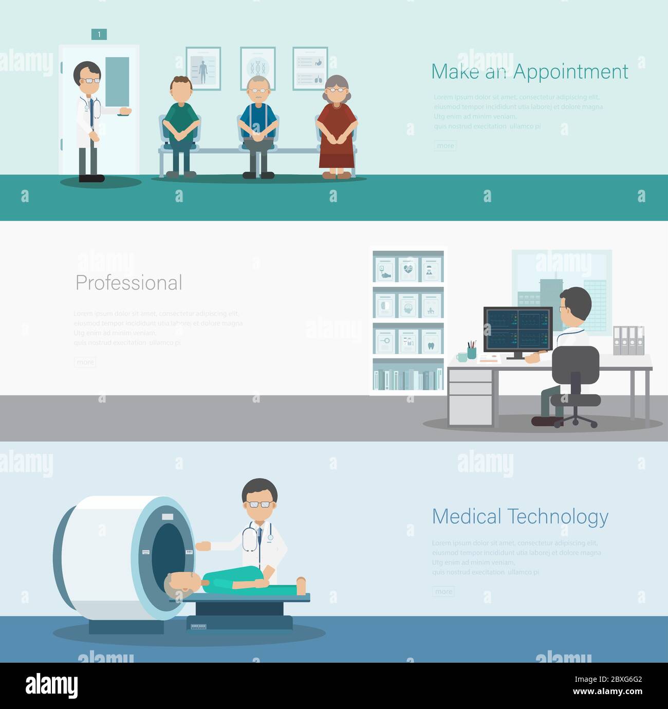 Set of medical banners with doctors and patients flat design vector ...