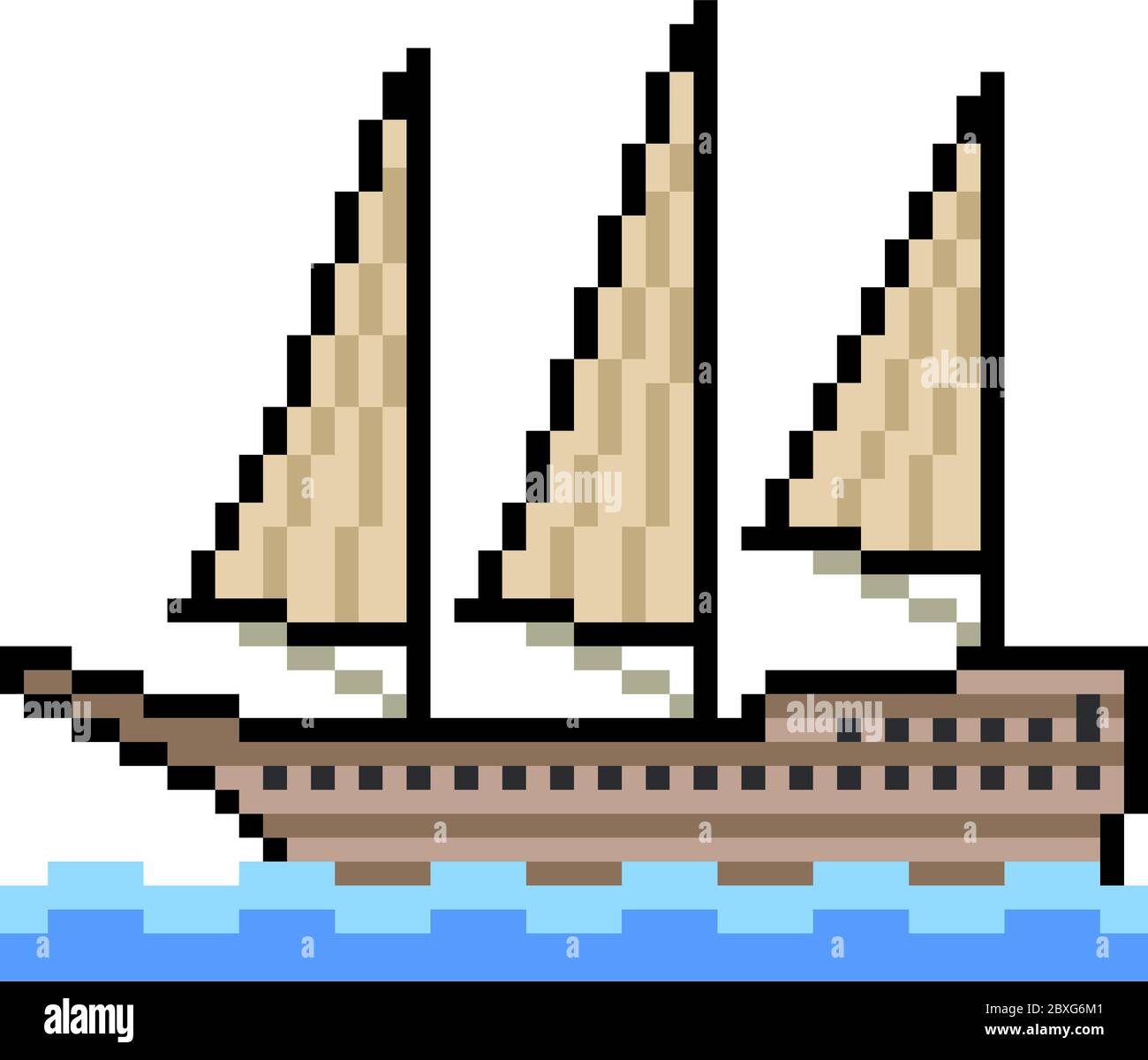 vector pixel art sail ship isolated Stock Vector Image & Art - Alamy