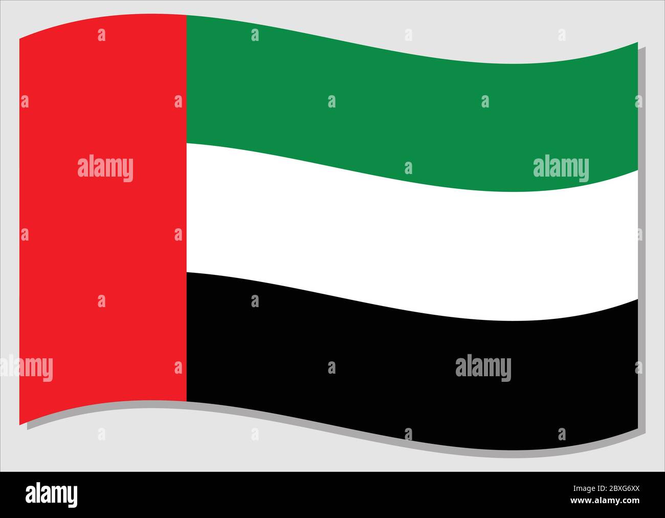 Waving flag of UAE vector graphic. Waving Emirati flag illustration ...