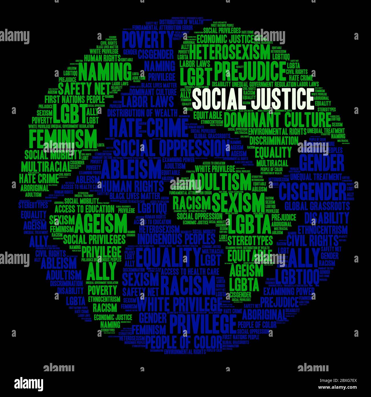 Social Justice word cloud on a black background Stock Vector Image ...