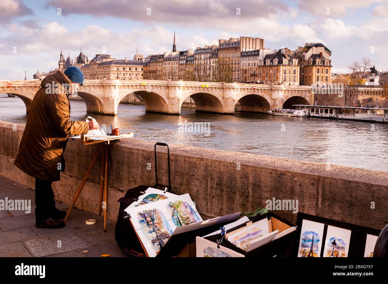Artist drawing inspiration from Pont Neuf stone arched bridge and the ...