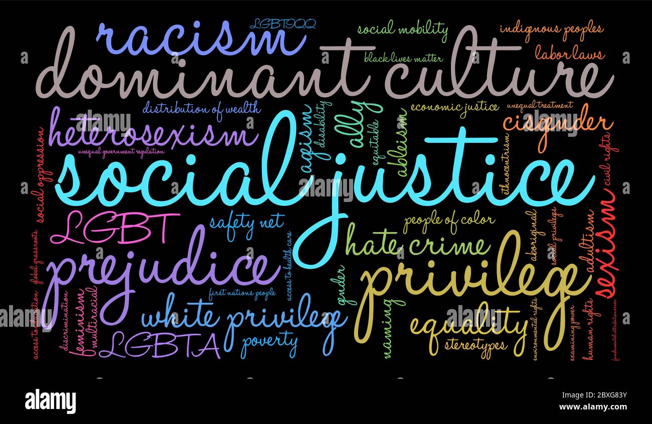Social Justice word cloud on a black background Stock Vector Image ...