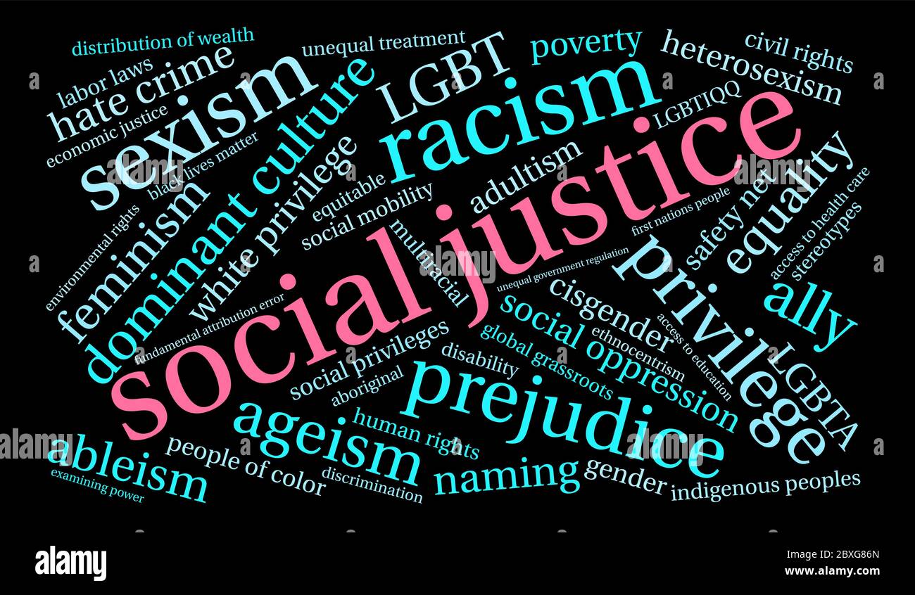 Social Justice word cloud on a black background Stock Vector Image ...