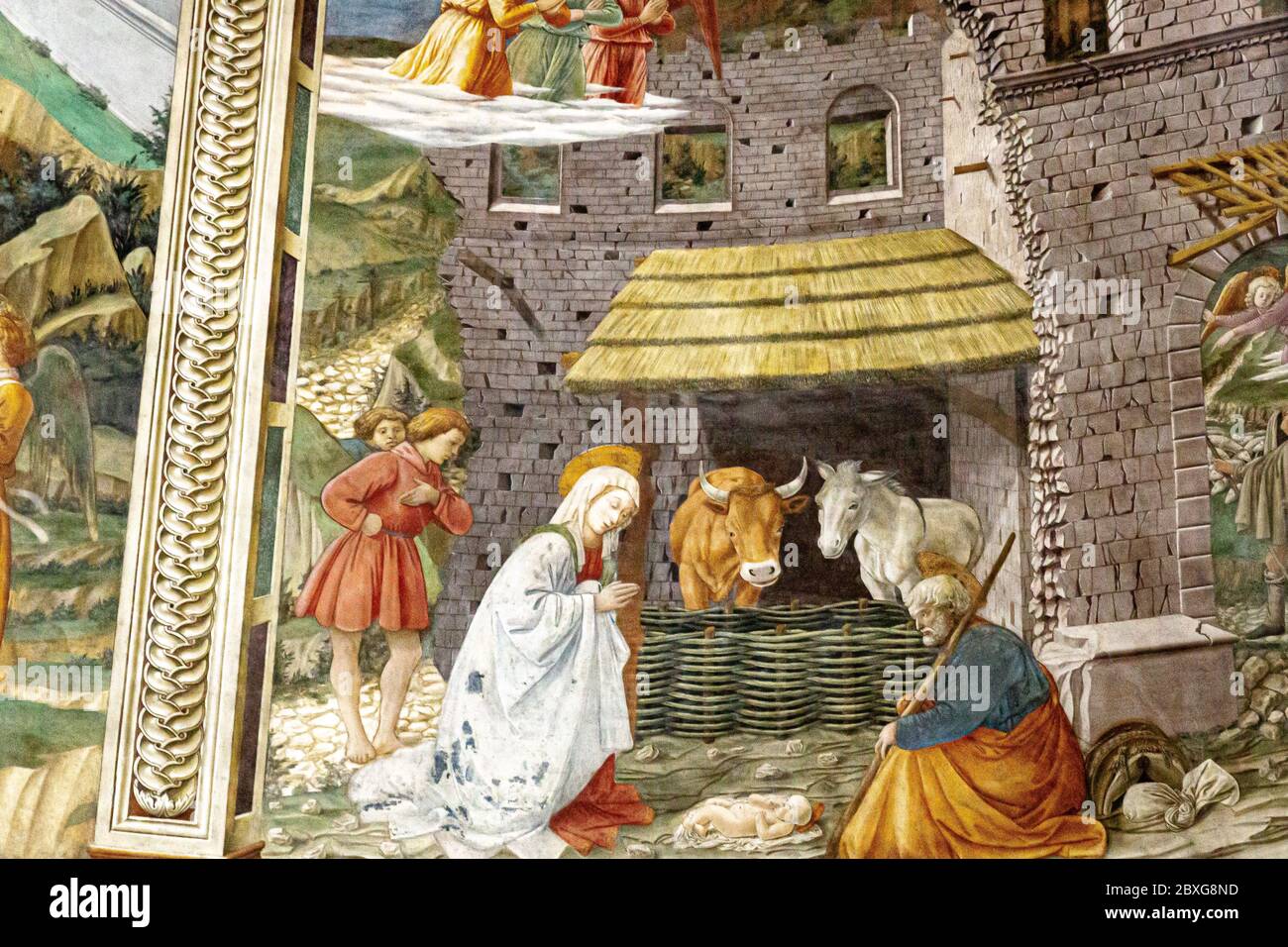 Pictorial illustration of an ancient medieval Nativity of Jesus Stock ...