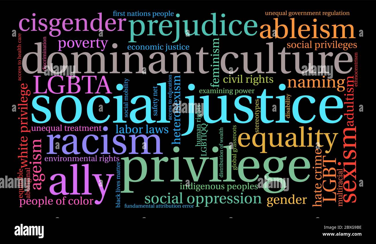 Social Justice word cloud on a black background Stock Vector Image ...