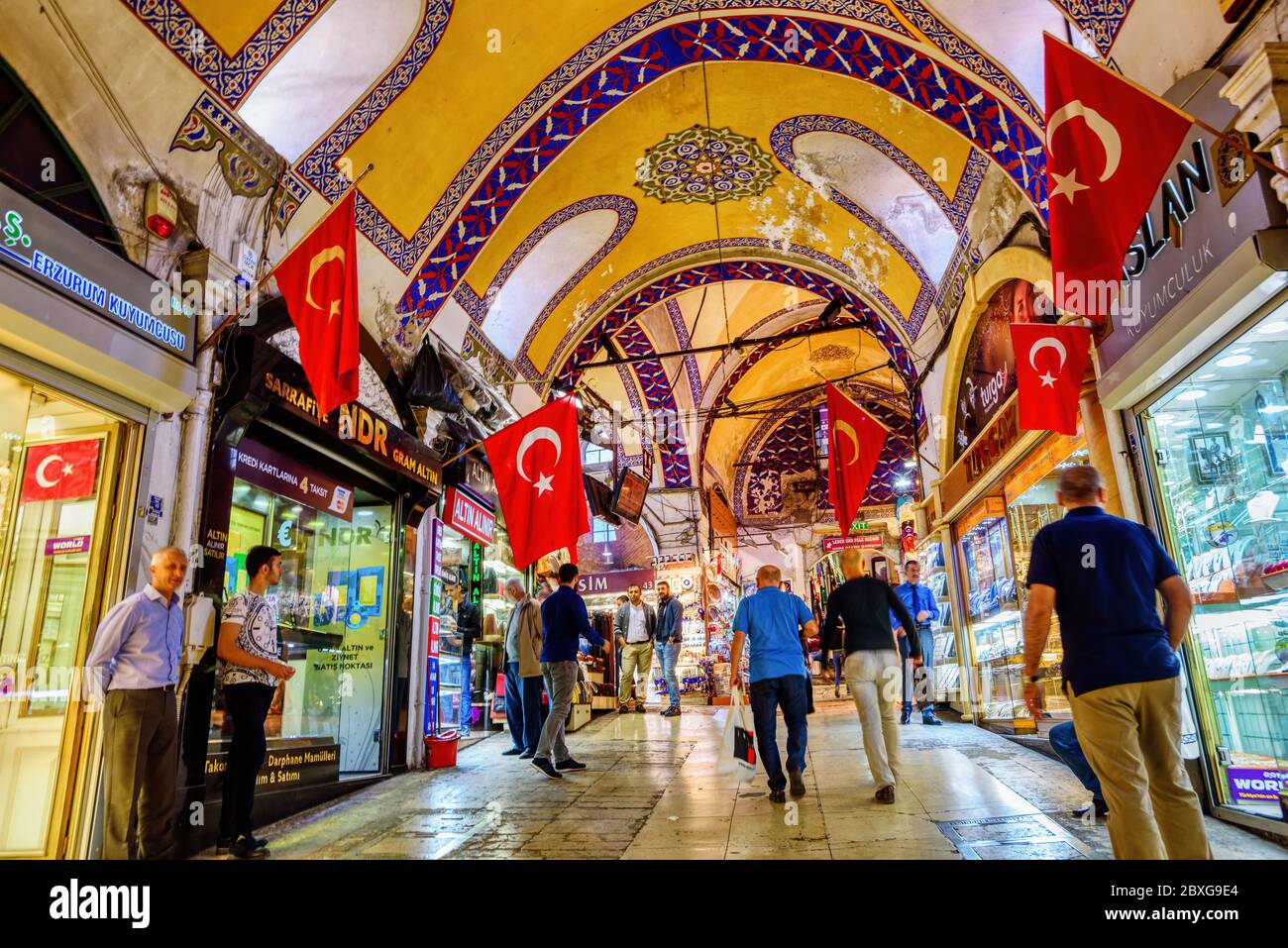 Istanbul, Turkey - October 06 2016: Shops open in the morning in the ...