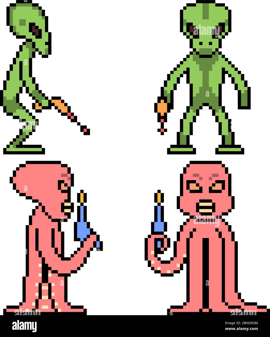 vector pixel art set alien isolated Stock Vector Image & Art - Alamy