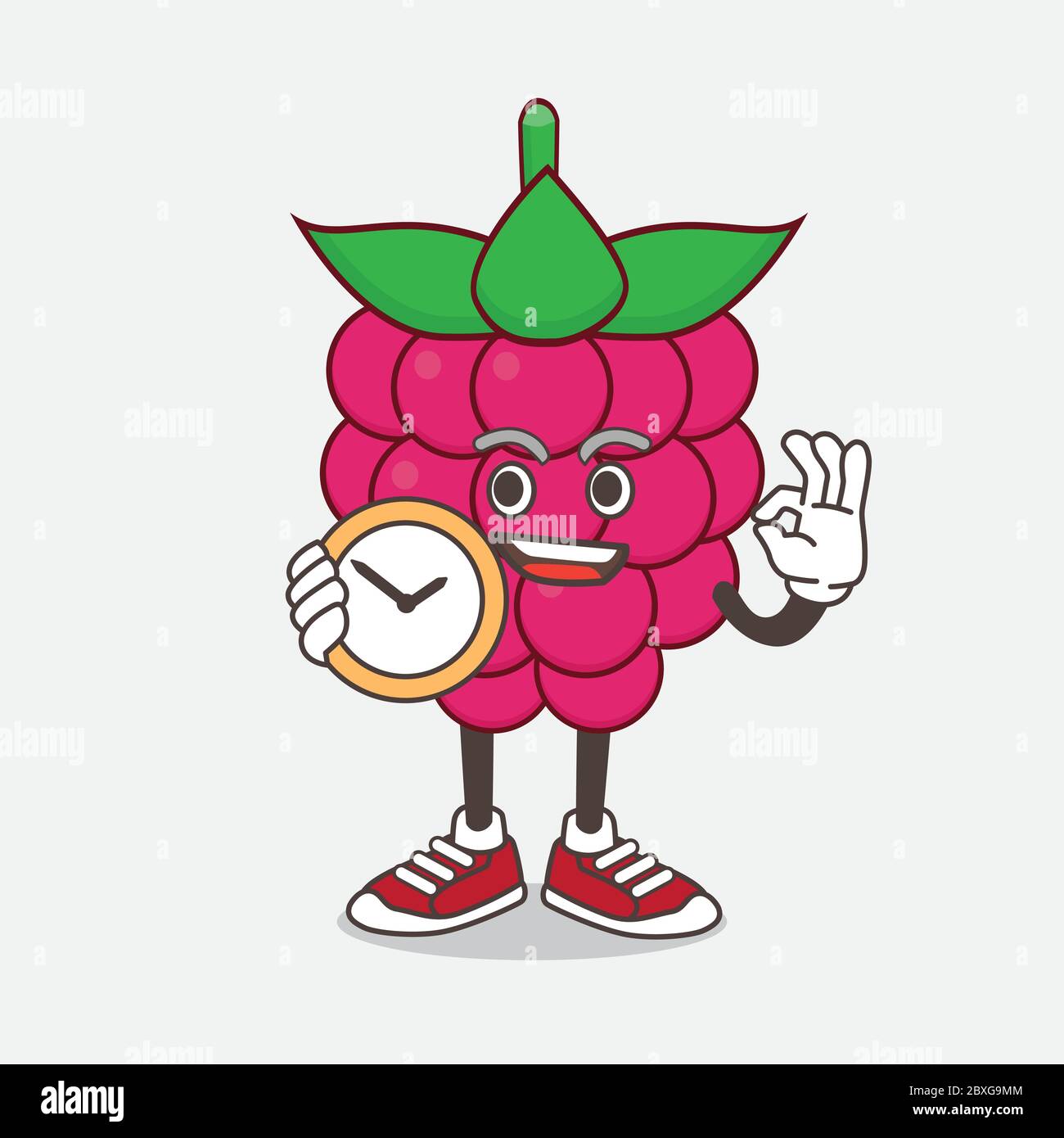 An illustration of Raspberry Fruit cartoon mascot character holding a ...