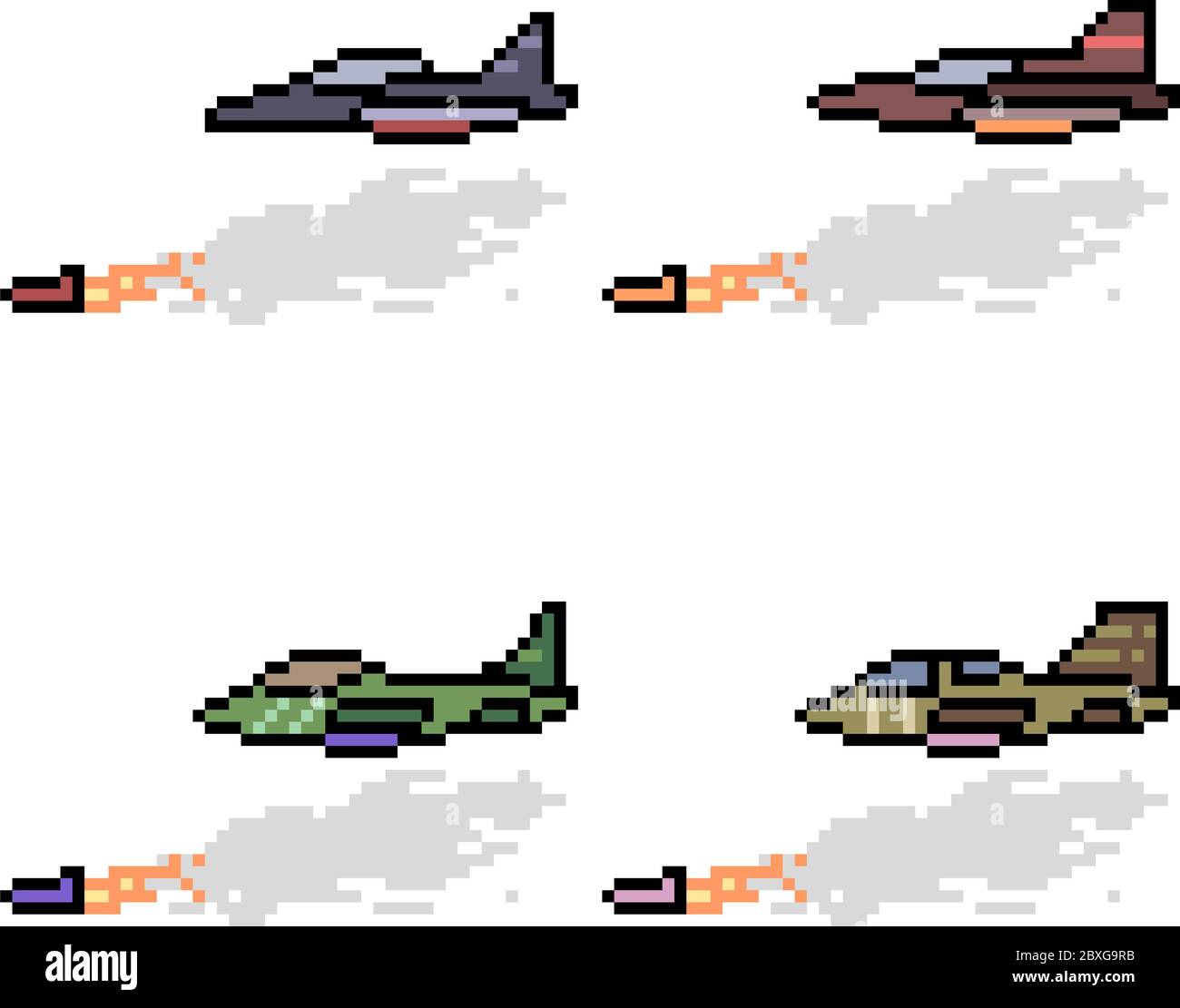 vector pixel art jet missile set Stock Vector Image & Art - Alamy