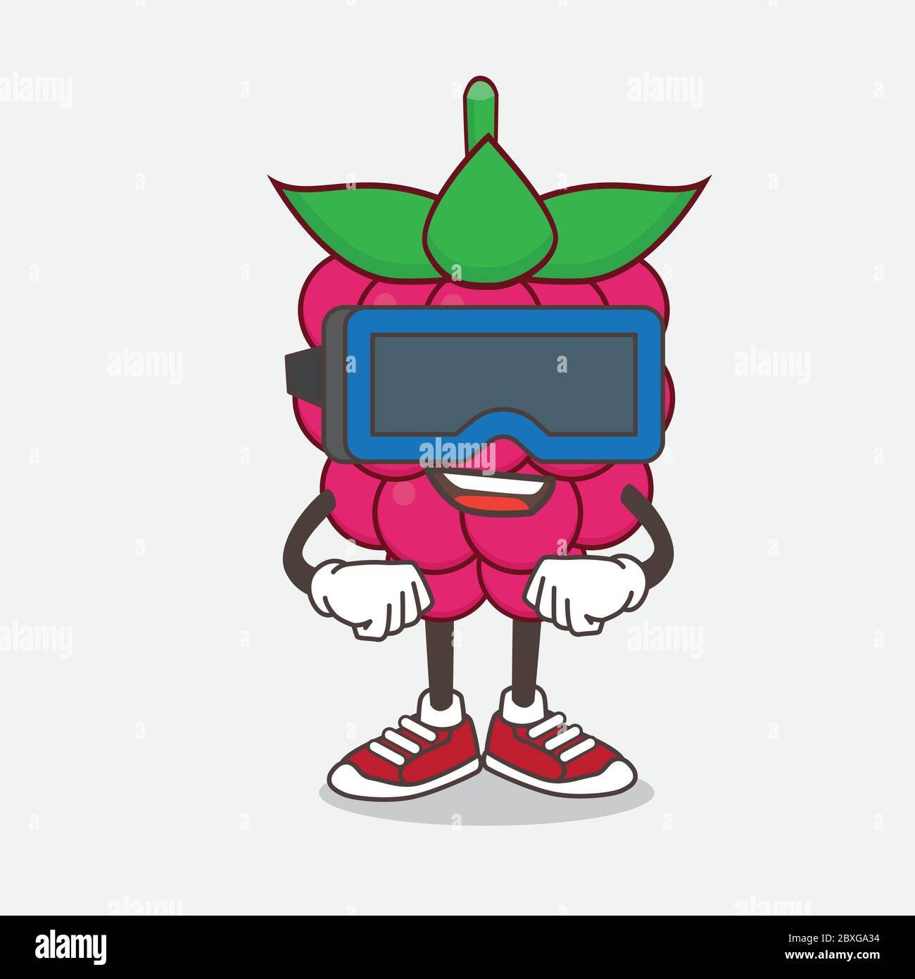 An illustration of Raspberry Fruit cartoon mascot character with ...