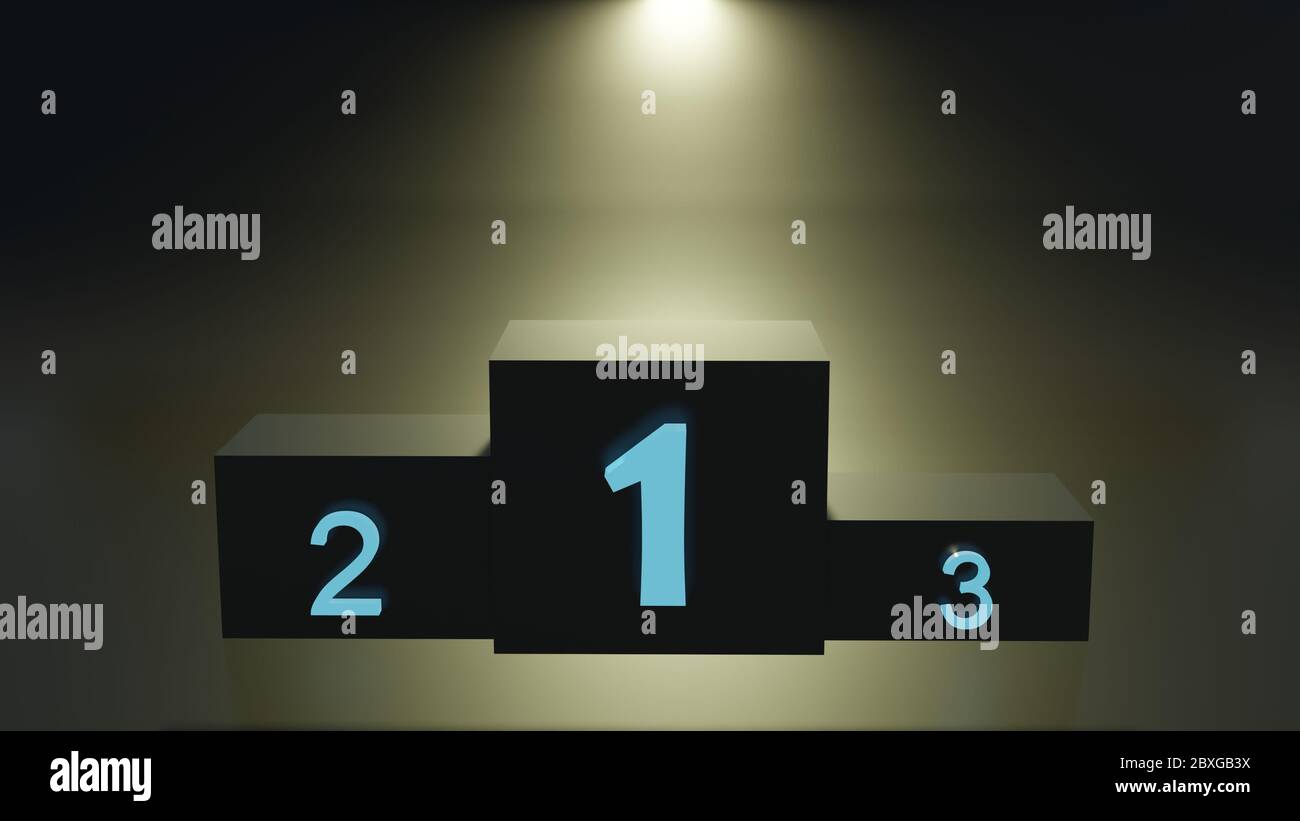 Empty winners podium for award ceremony with spotlight. 3D rendering ...