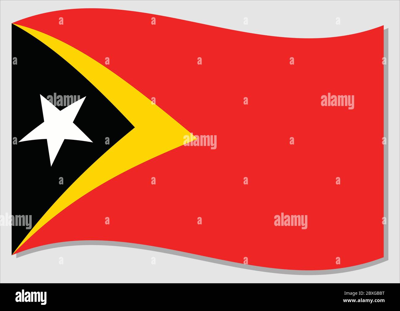 Waving flag of Timor Leste vector graphic. Waving East Timorese flag ...