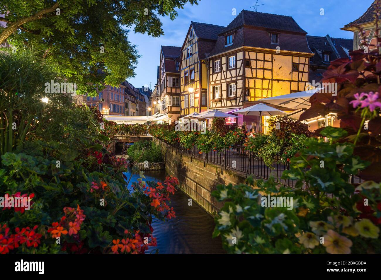 COLMAR, FRANCE - 31ST JULY 2016: Beautiful streets of Colmar at night ...