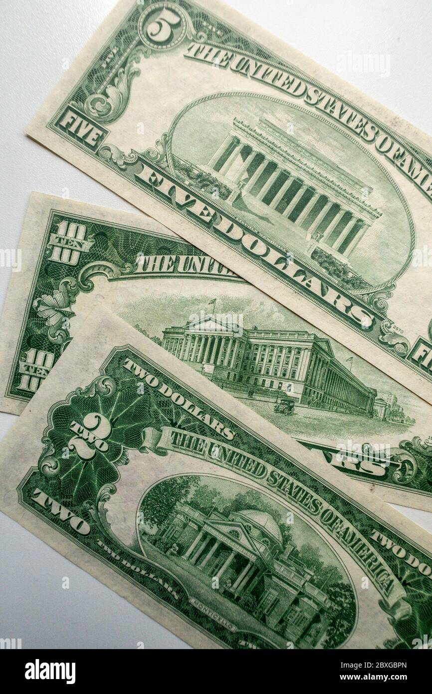 Us currency bills reverse hi-res stock photography and images - Alamy