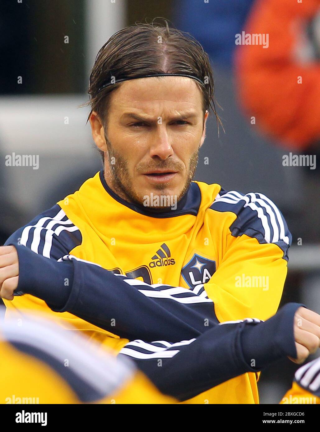 David Beckham playing for LA Galaxy versus Seattle Sounders in Seattle ...
