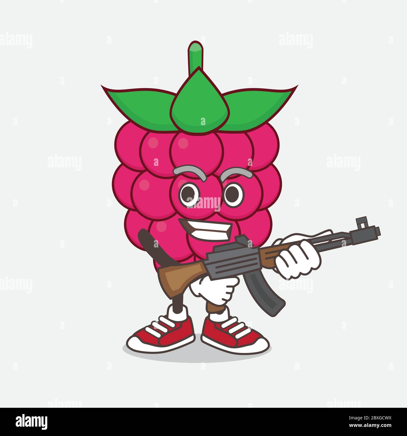 An illustration of Raspberry Fruit cartoon mascot character with ...