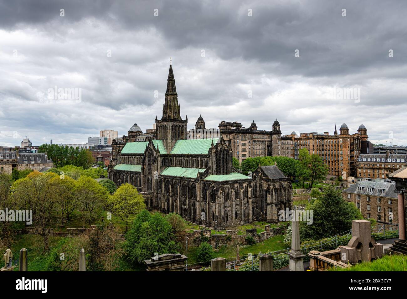 Glasgow Cathedral and cityscape, Glasgow, Scotland, UK Stock Photo - Alamy