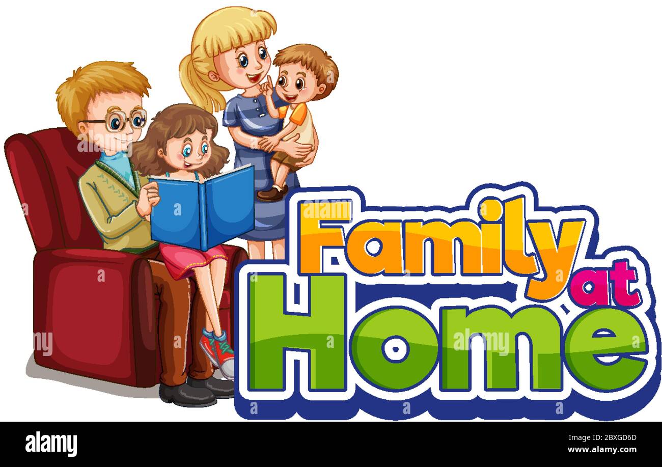Happy family stay at home illustration Stock Vector Image & Art - Alamy
