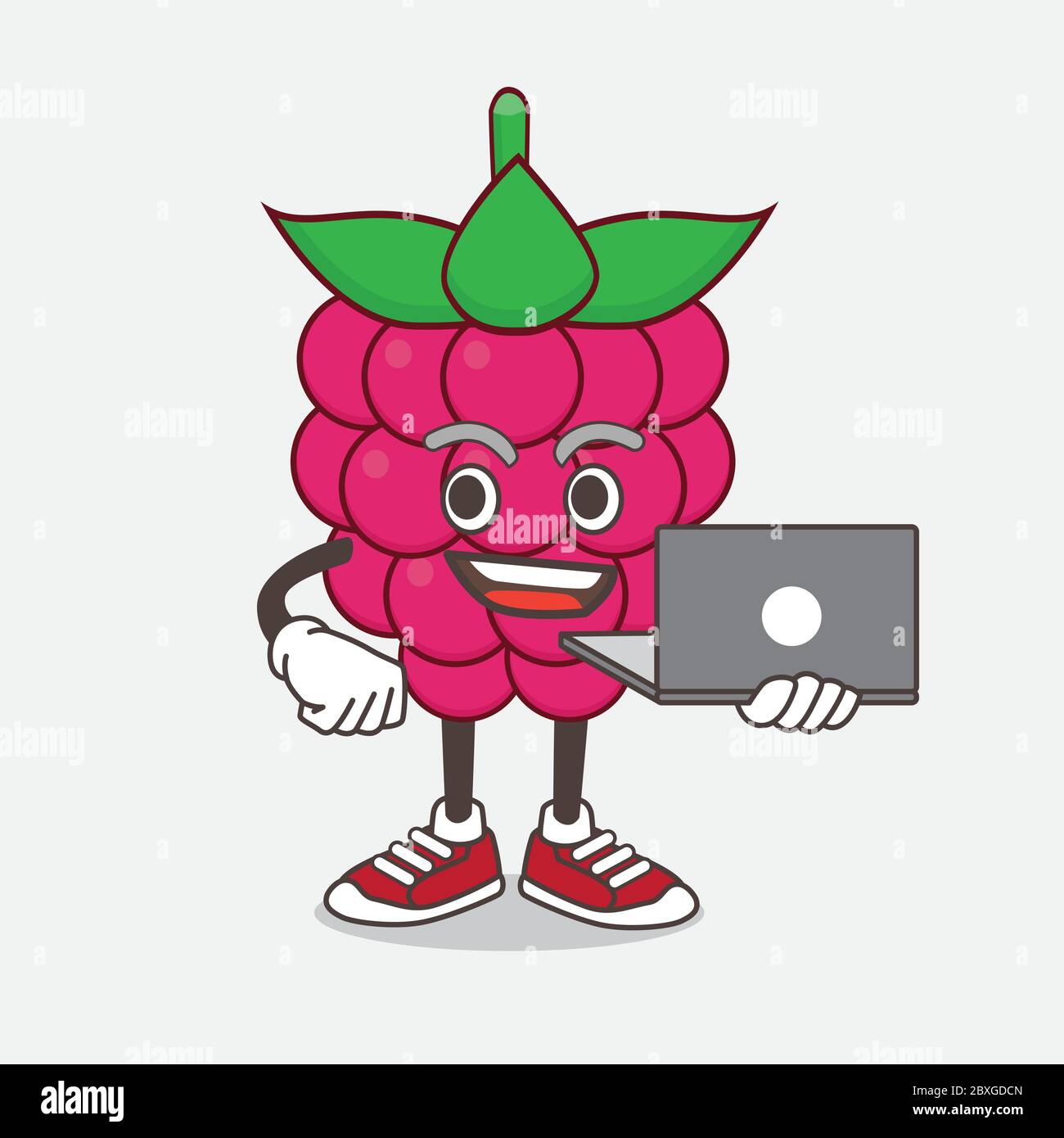 An illustration of Raspberry Fruit cartoon mascot character working ...