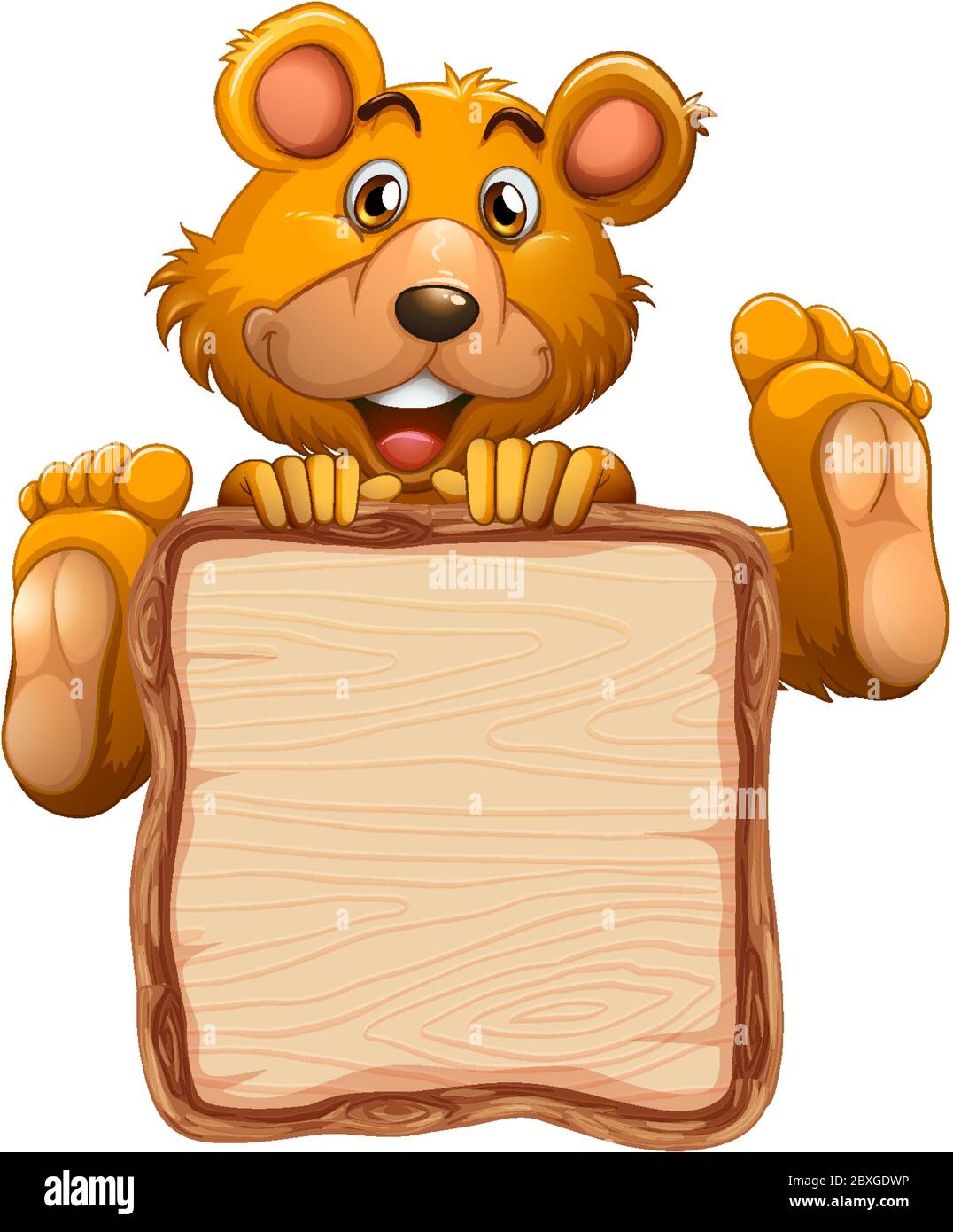 Board template with cute bear on white background illustration Stock ...