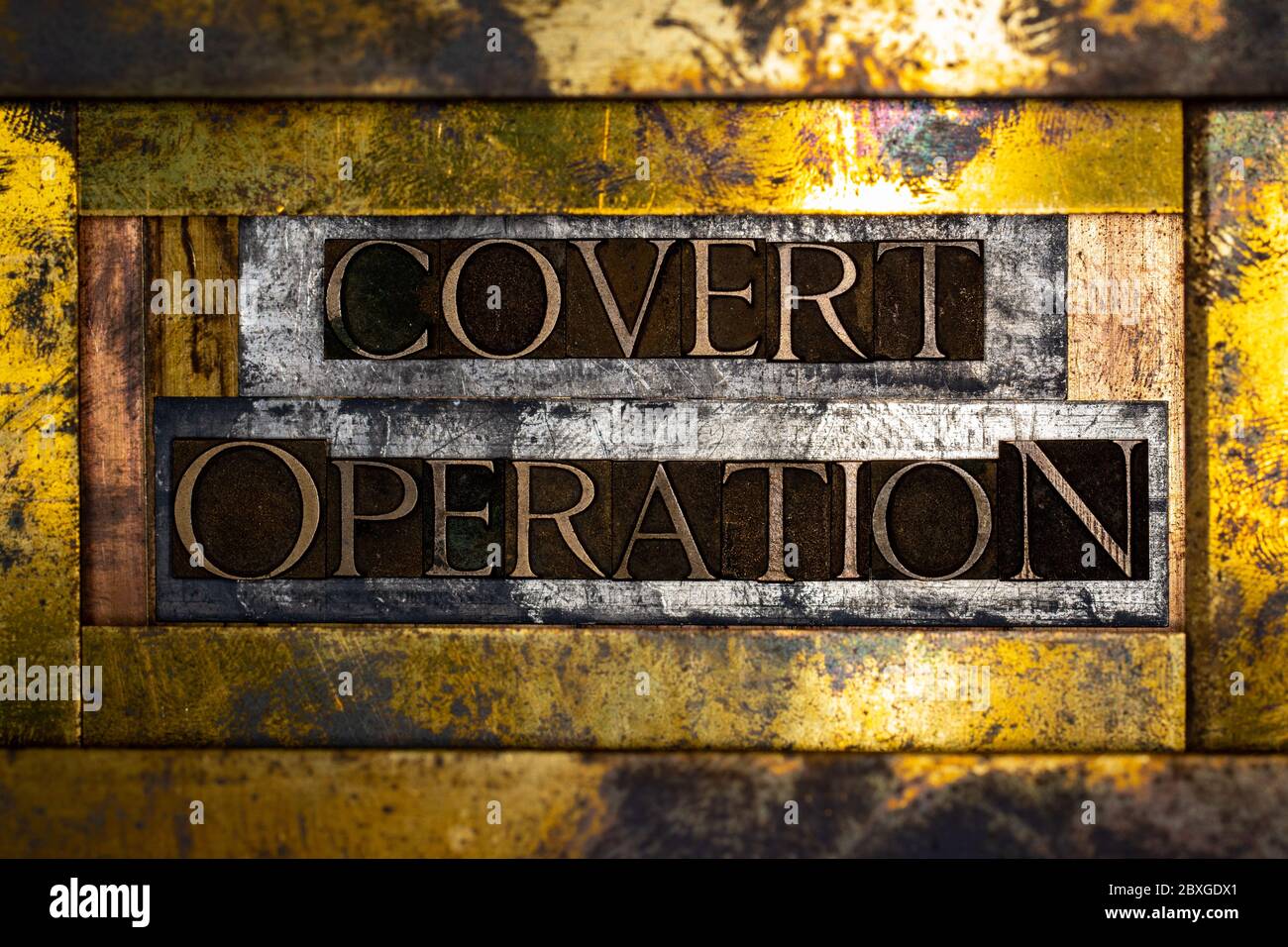 Photo of real authentic typeset letters forming Covert Operation text ...
