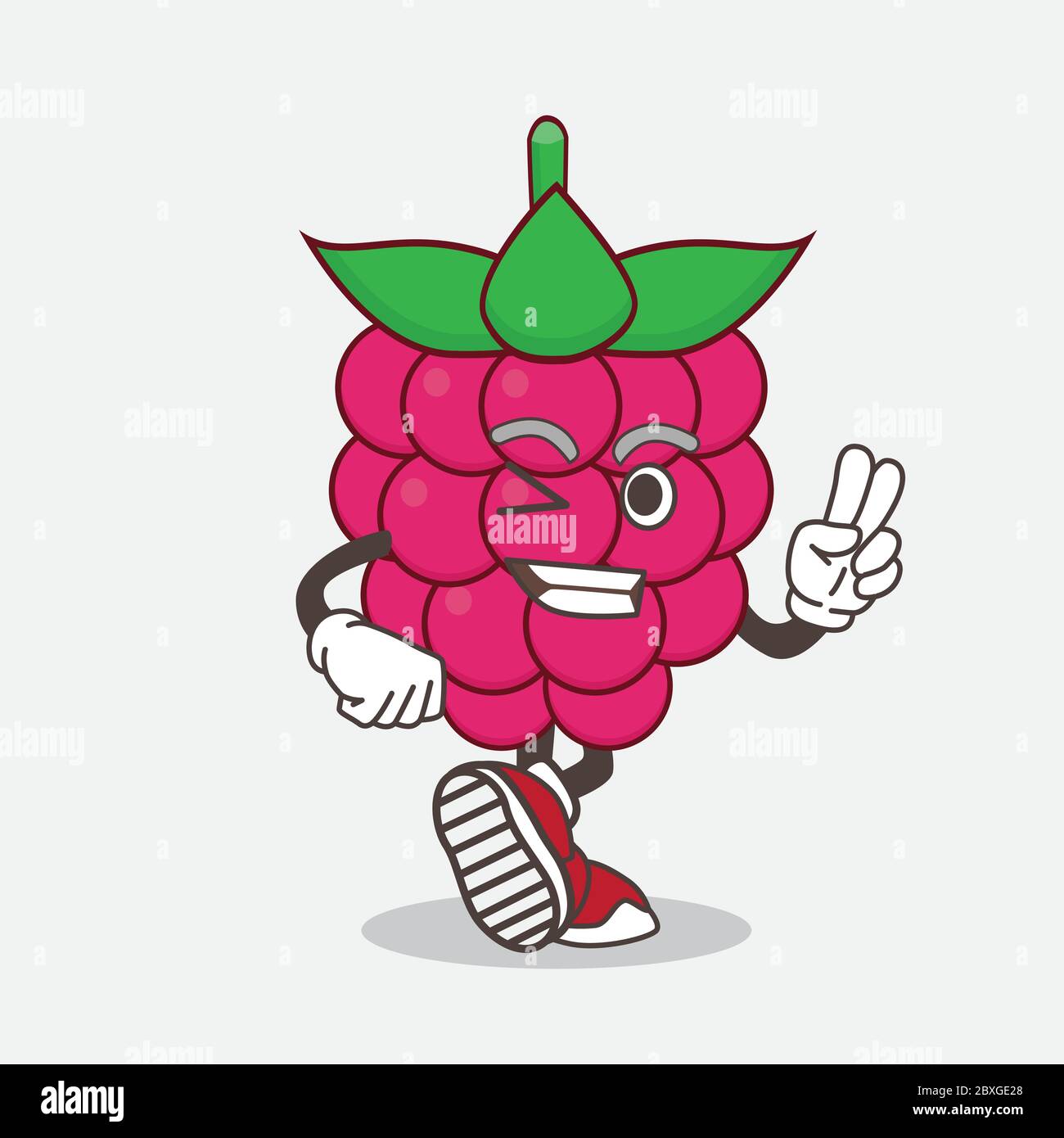An illustration of Raspberry Fruit cartoon mascot character with peace ...
