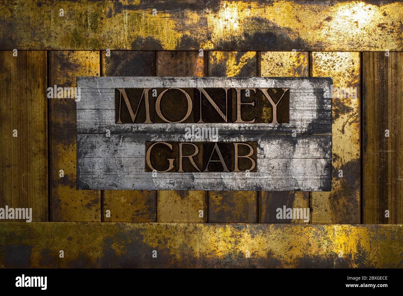 Photo of real authentic typeset letters forming Money Grab text on ...