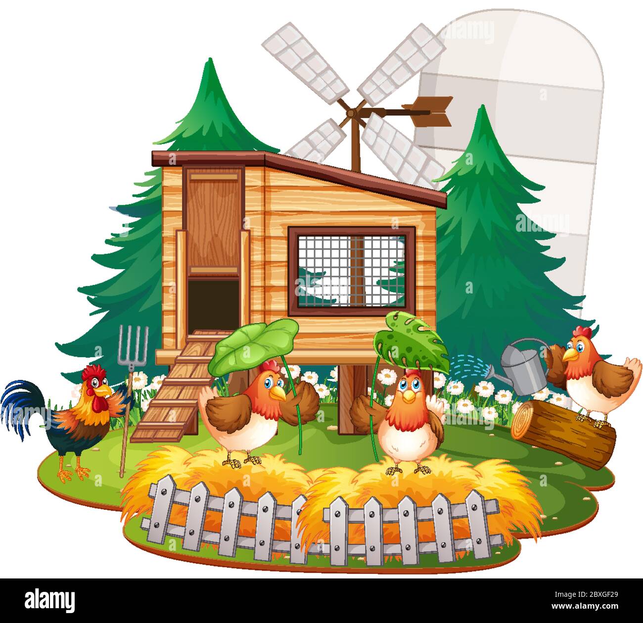 Farm theme background with farm animals illustration Stock Vector Image ...