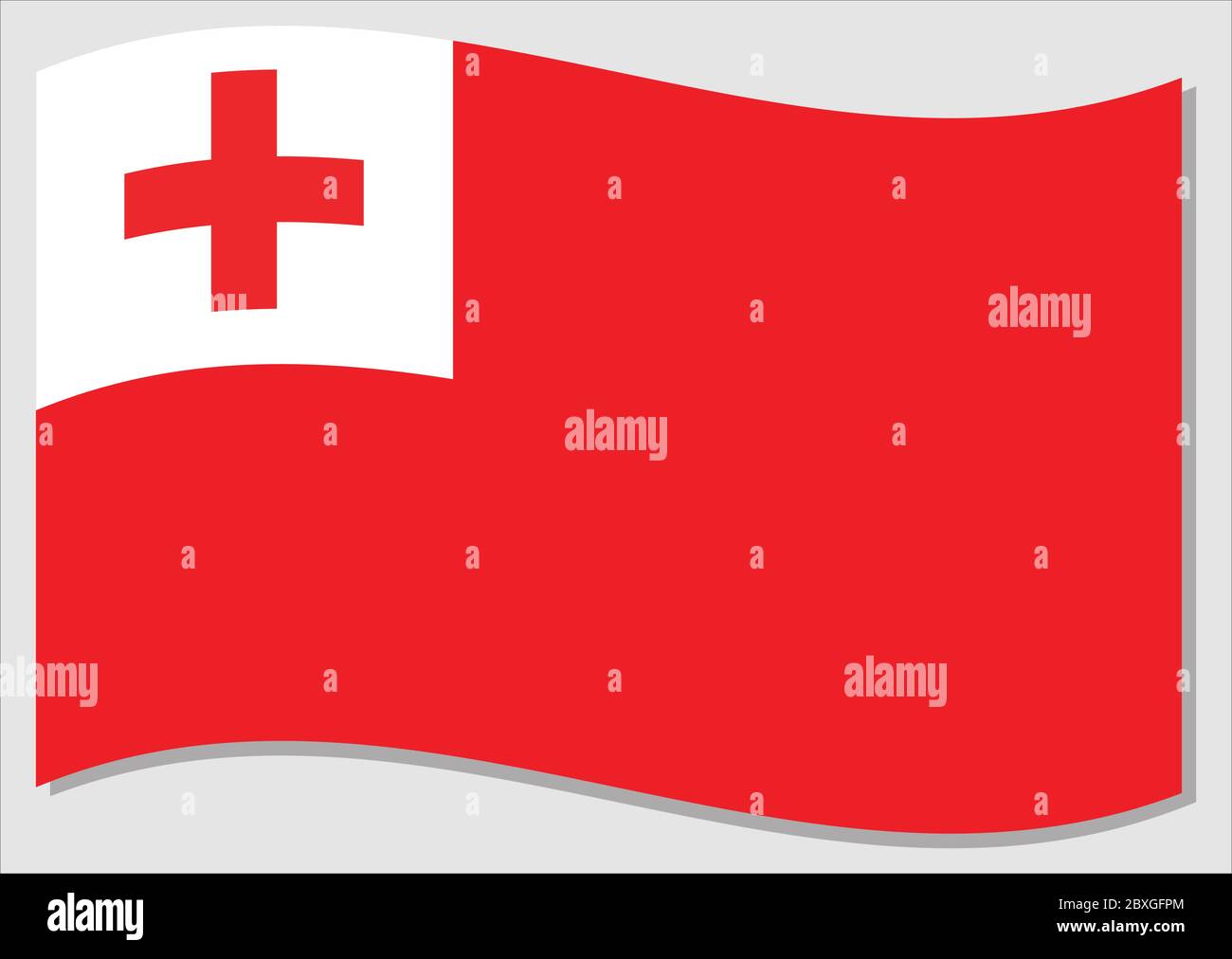 Waving flag of Tonga vector graphic. Waving Tongan flag illustration ...
