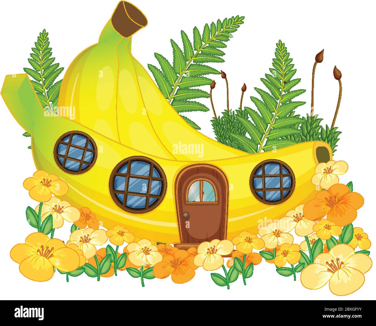 Isolated fantasy banana house illustration Stock Vector Image & Art - Alamy