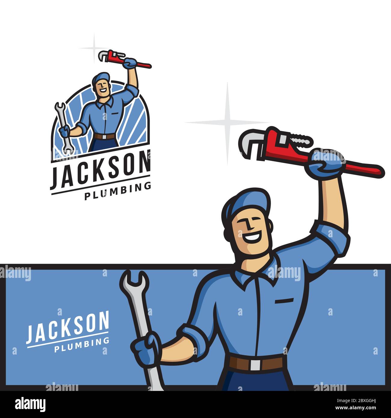 Service man installing fixing Stock Vector Images - Alamy