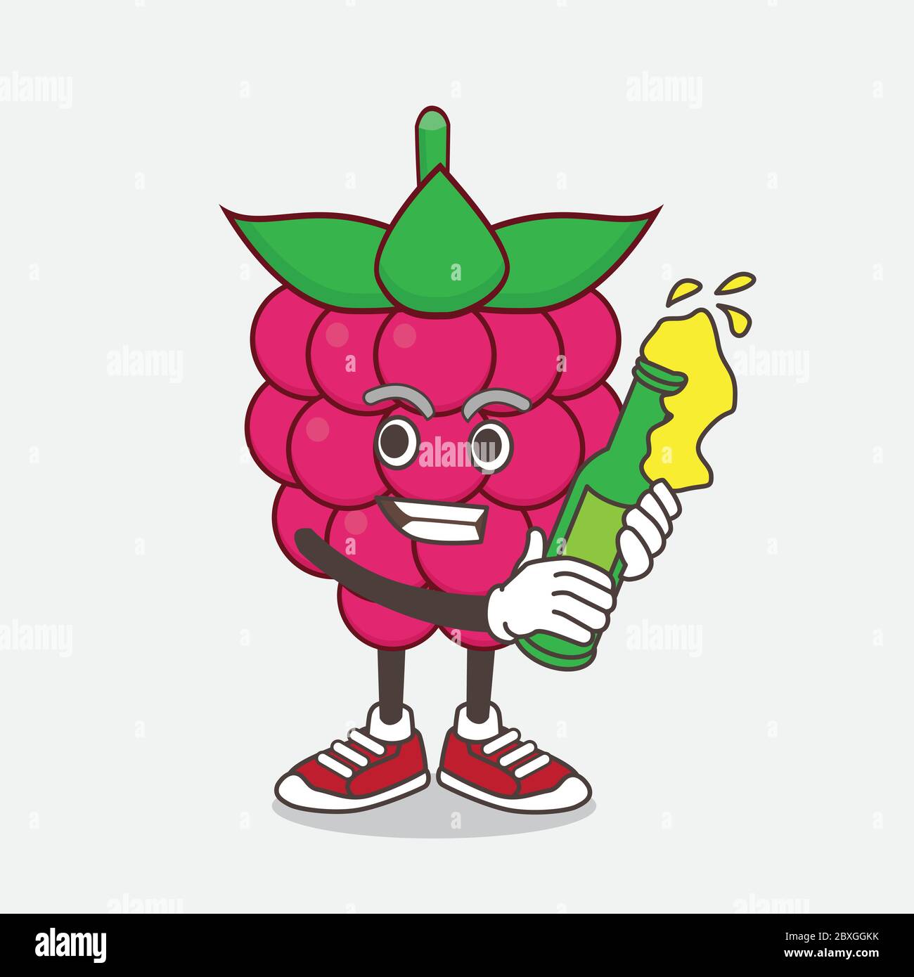 An illustration of Raspberry Fruit cartoon mascot character holding a ...