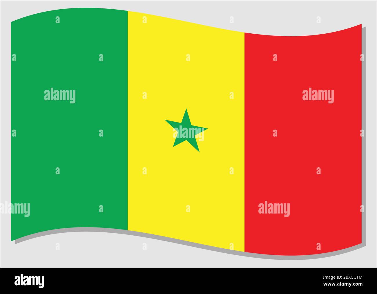 Waving flag of Senegal vector graphic. Waving Senegalese flag ...