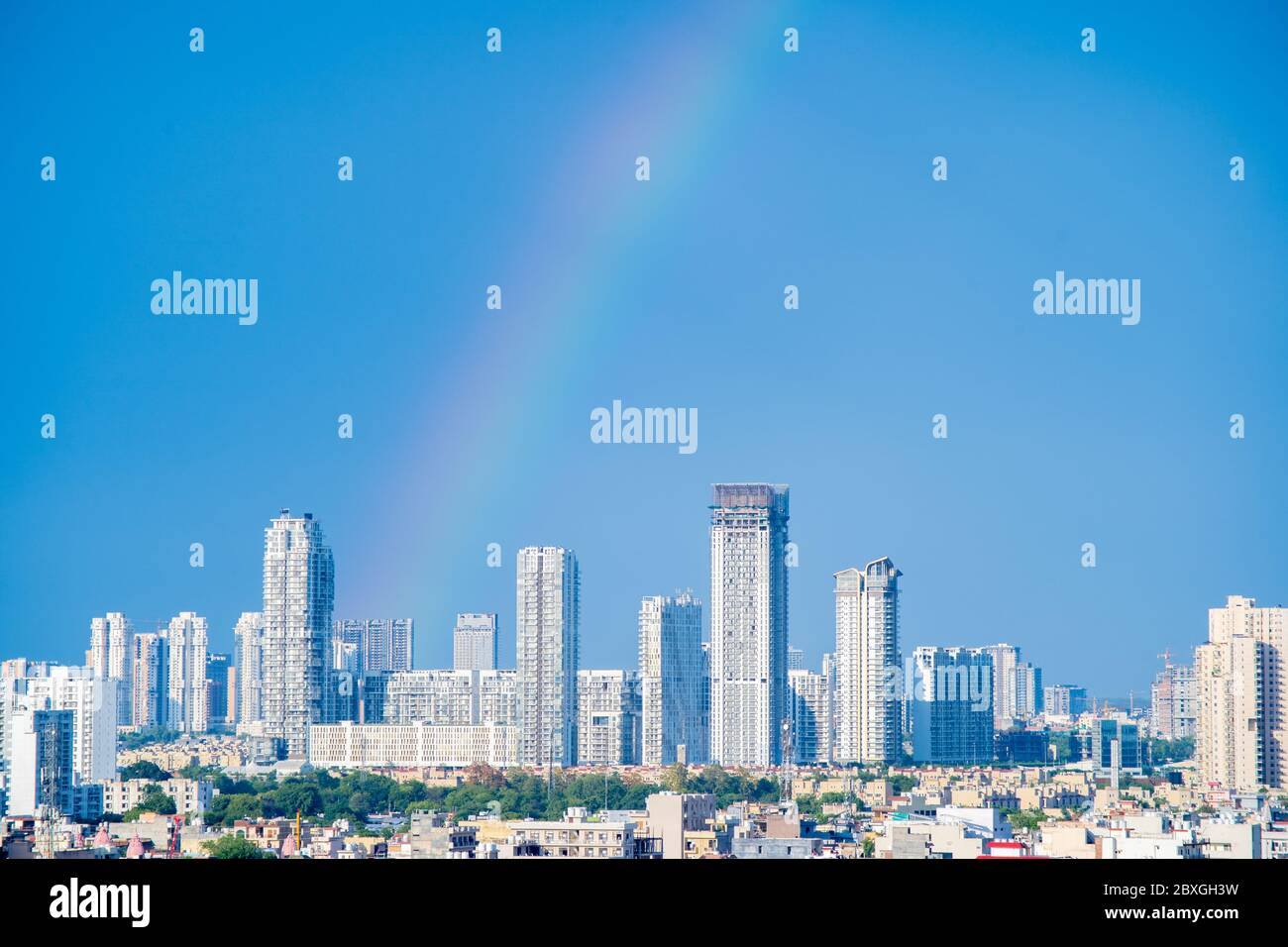 Aerial cityscape shot of buildings in gurgaon delhi noida with a ...