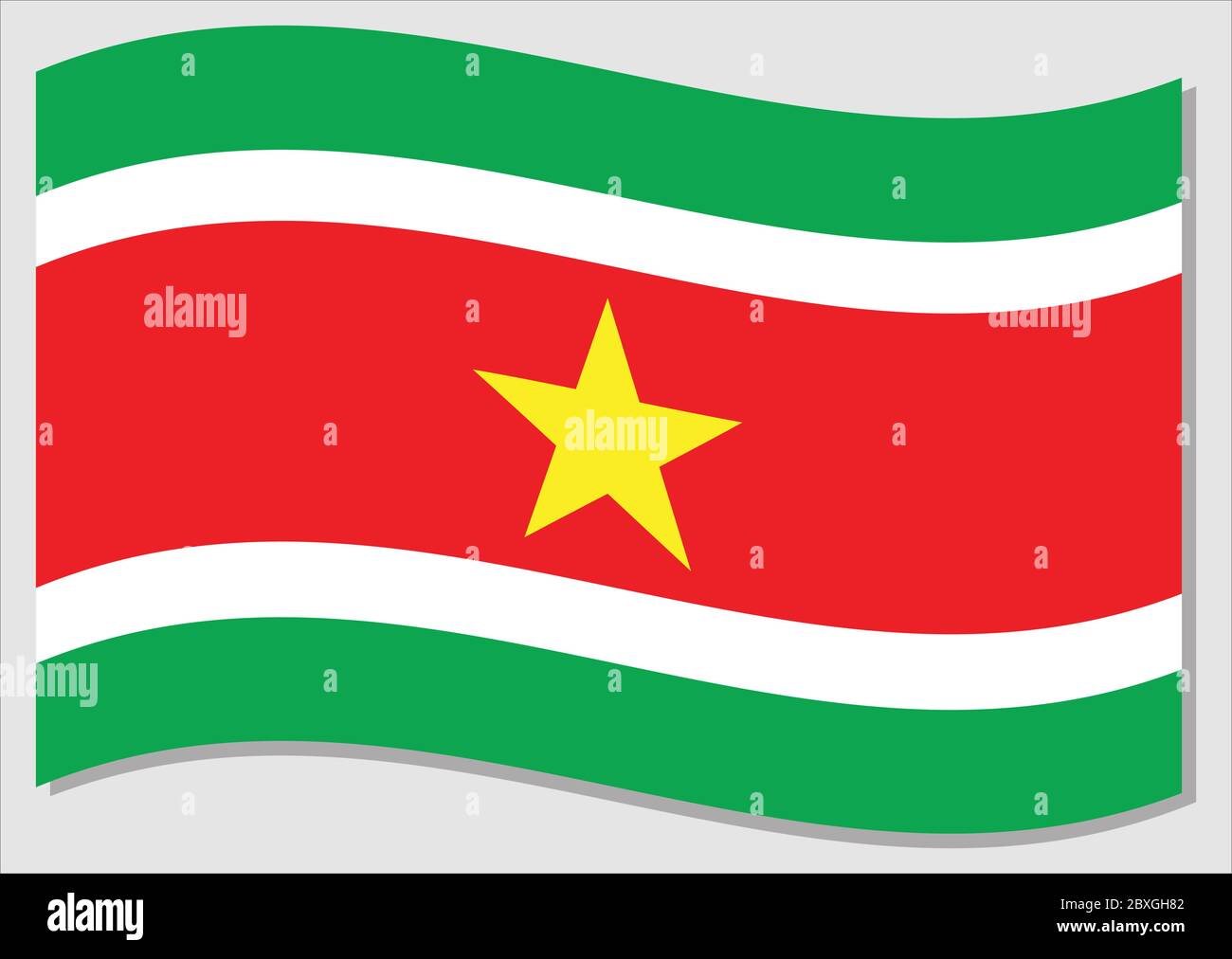Waving flag of Suriname vector graphic. Waving Surinamese flag ...