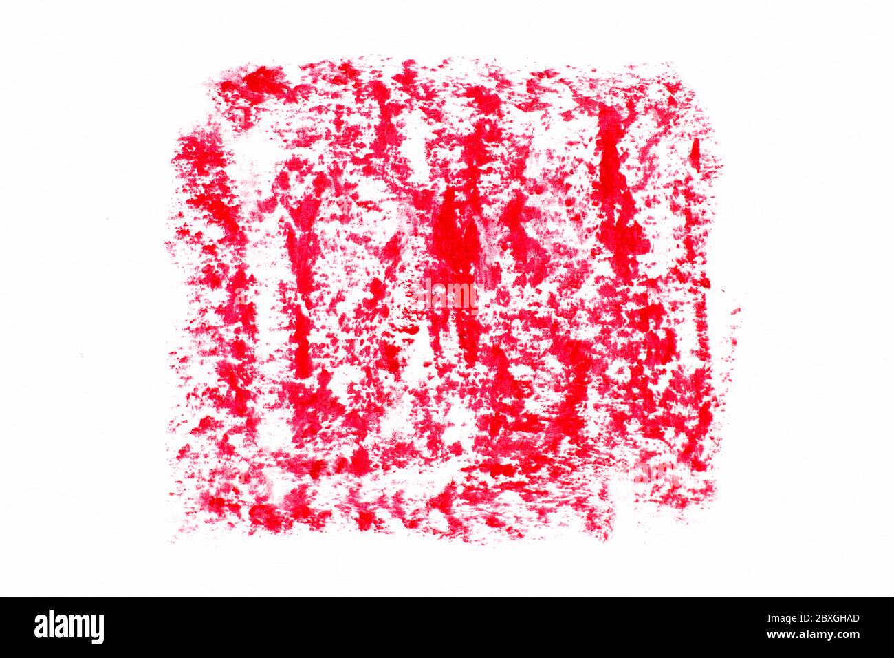 Red color oil pastel drawing in rectangle or square shape on white ...