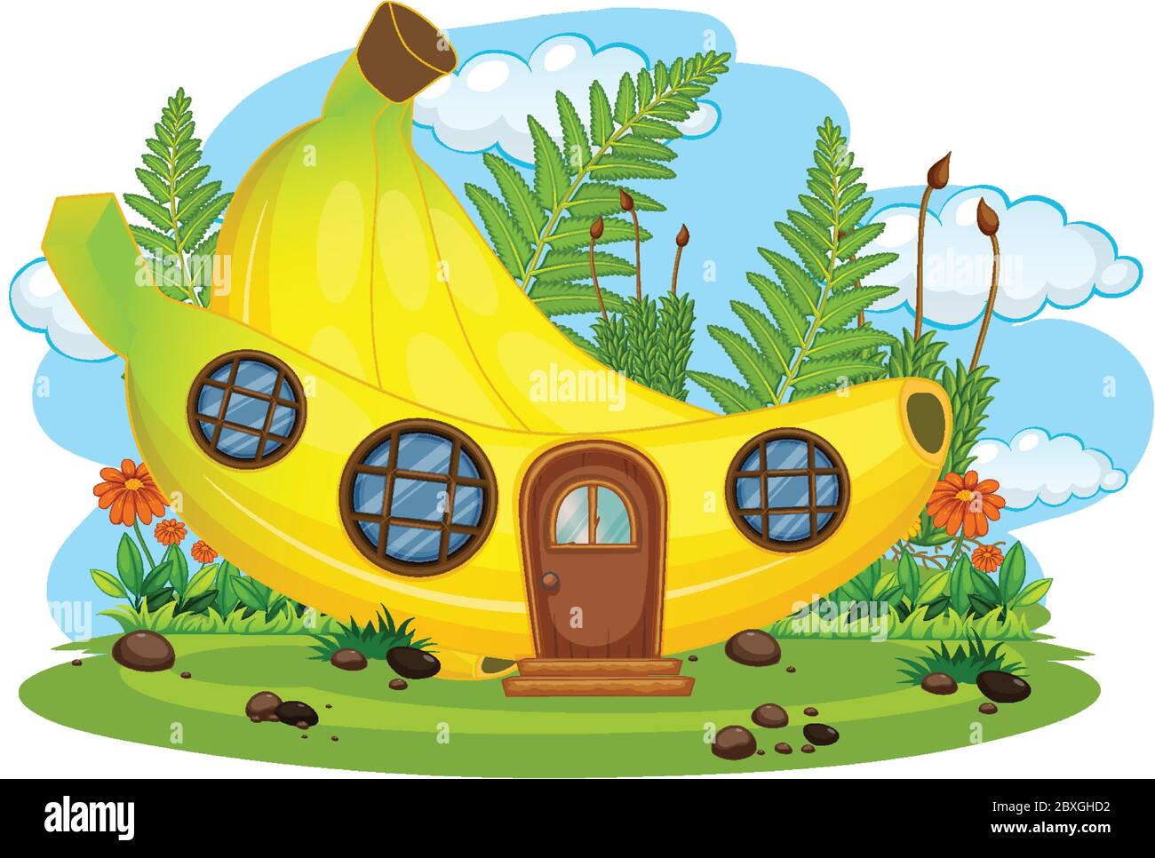 Isolated fantasy banana house illustration Stock Vector Image & Art - Alamy