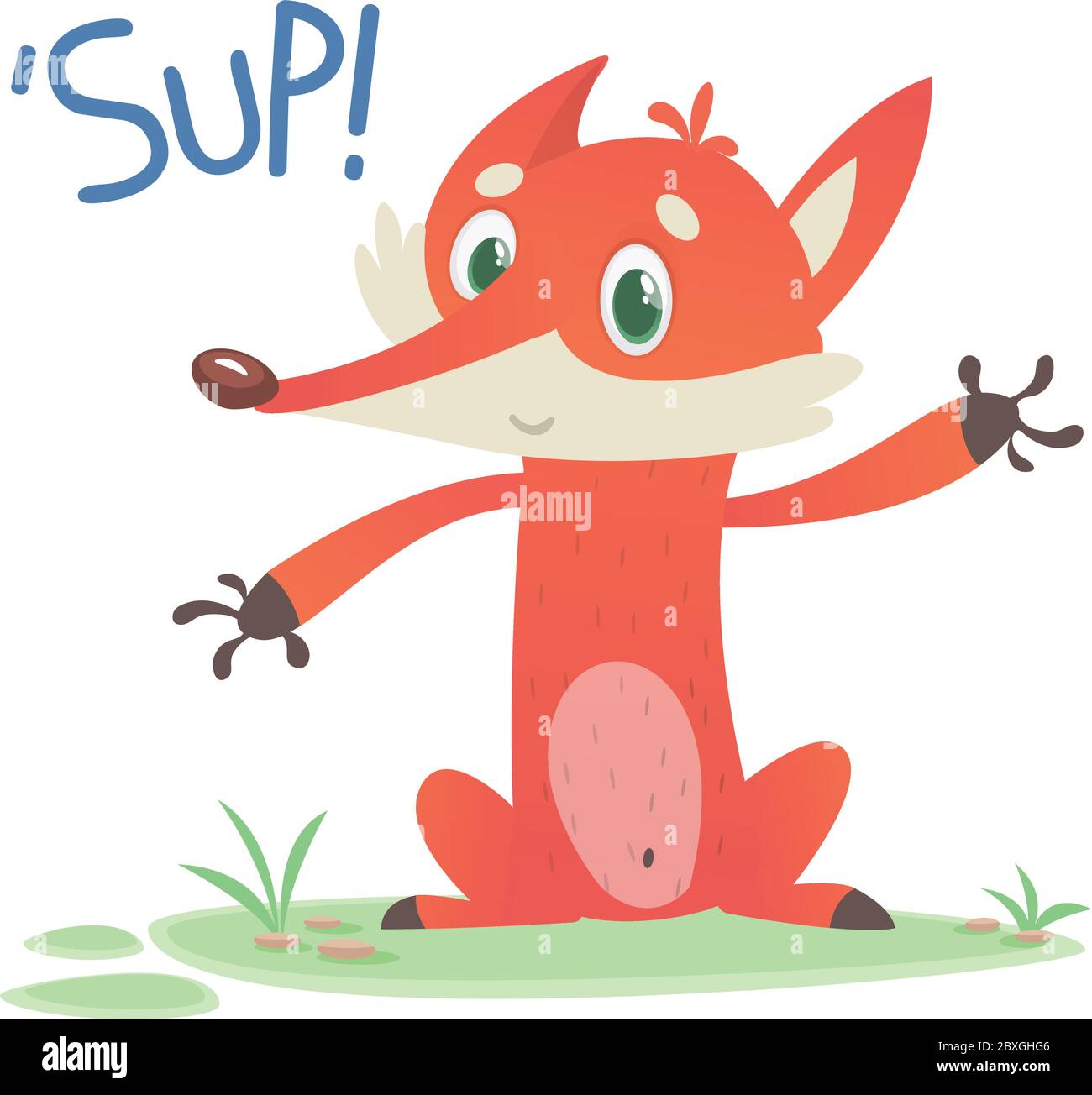 Cute cartoon fox character saying 'Sup!'. Vector illustration Stock ...