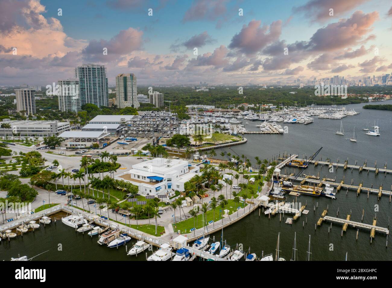 Aerial photo Miami waterfront scene Coconut Grove Stock Photo - Alamy
