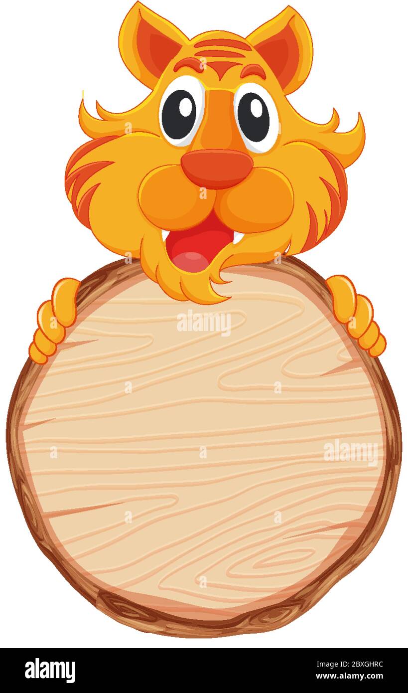 Blank sign template with cute cat on white background illustration ...