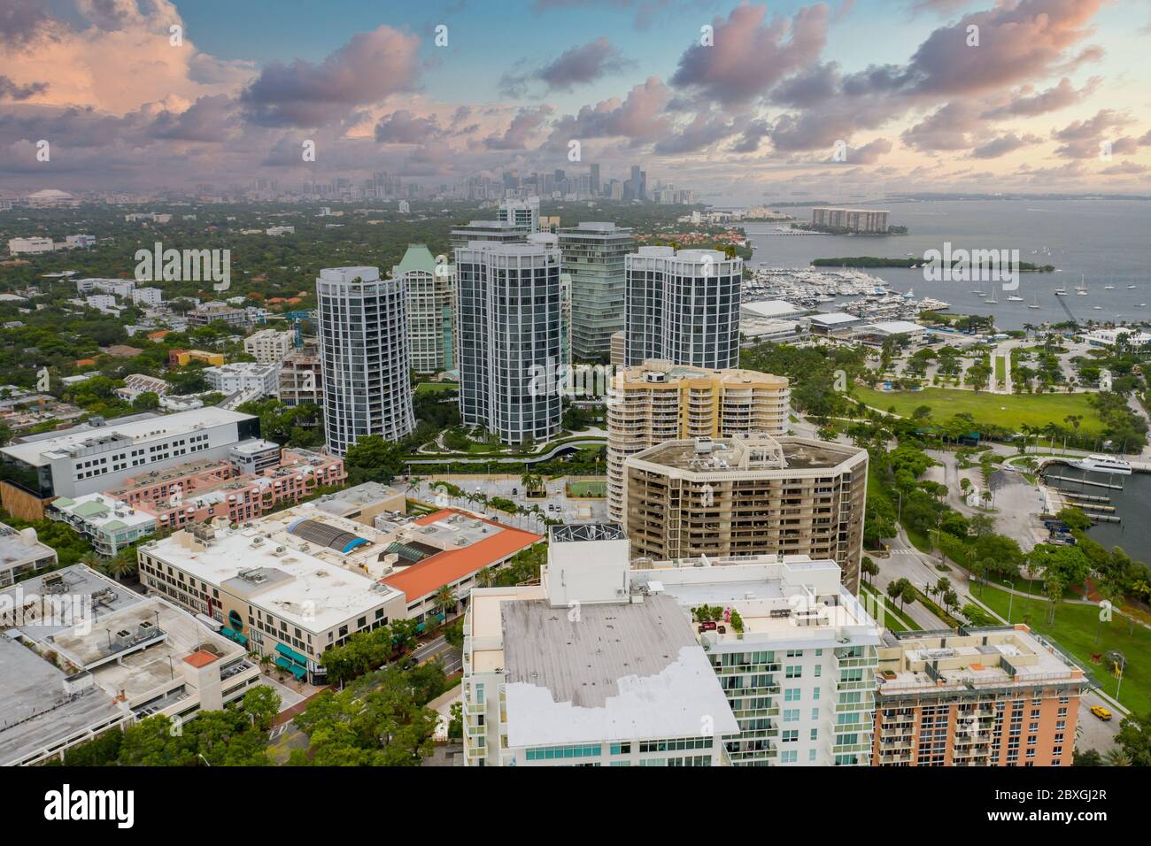 Buildings in Coconut Grove Miami FL beautiful skyscape Stock Photo - Alamy