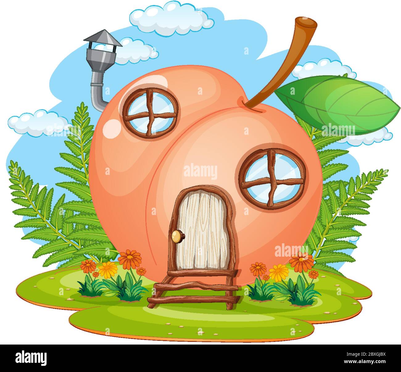 Isolated fantasy peach house illustration Stock Vector Image & Art - Alamy